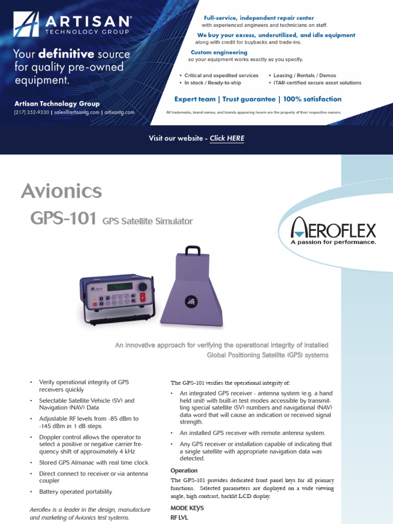 Cobham - Aeroflex - IFR GPS-101 Datasheet | Download Free PDF | Global ...