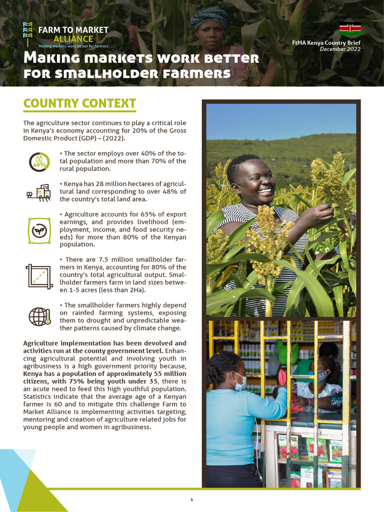 Country Brief: Agriculture in Kenya | PDF | Smallholding | World Food ...