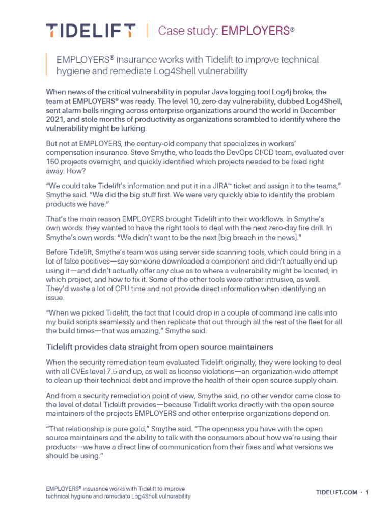 Tidelift Employers Case Study | PDF | Insurance | Employment