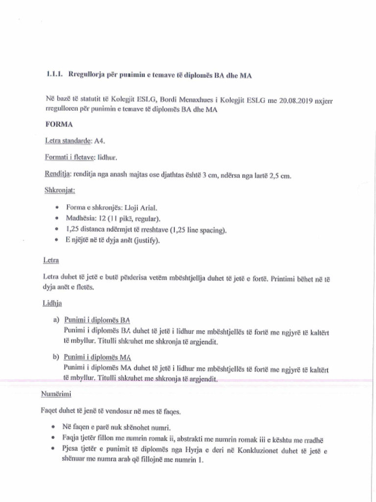 Rregullorja Per Punimin e Temave Te Diplomes BA Dhe MA | PDF