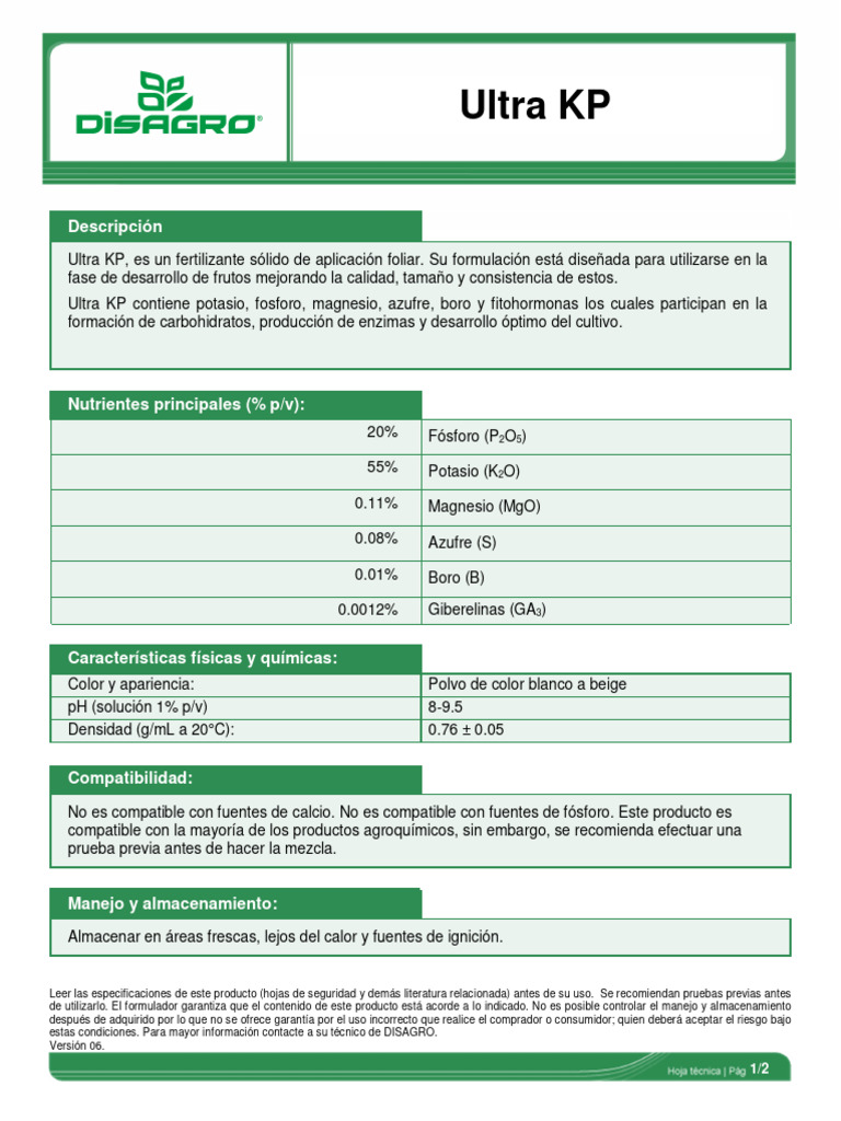 HT Ultra KP DISAGRO | PDF | Fertilizante | Nutrición