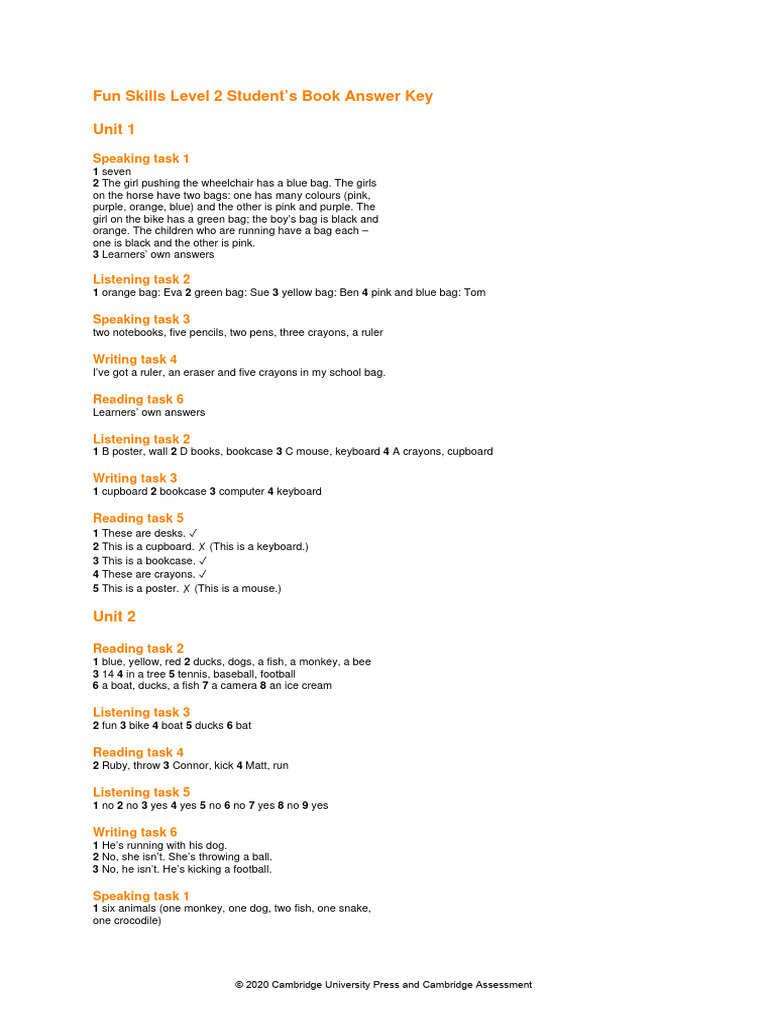 Fun Skills 2 Answer Key Guide | PDF