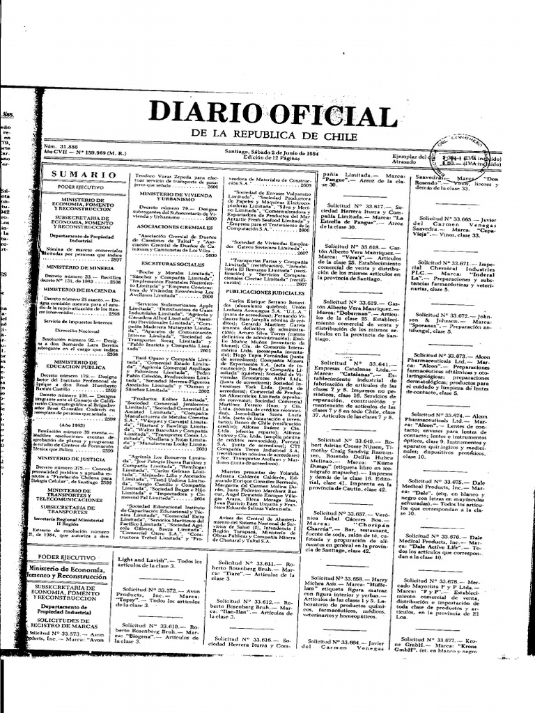 Publicación en Diario Oficial Extracto Constitución Comercial Otero S.A ...