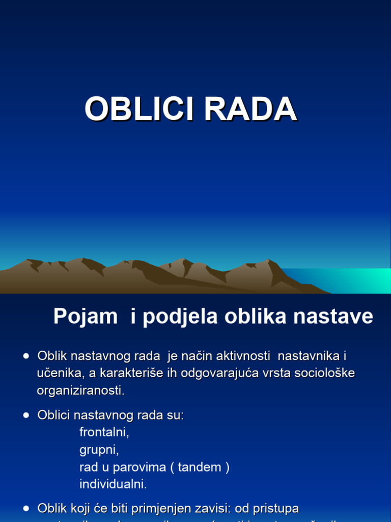 8. Oblici Rada u Nastavi (2) | PDF