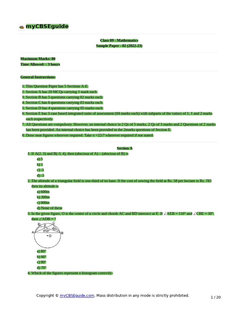 9 Mathematics sp02-1 | PDF | Area | Triangle