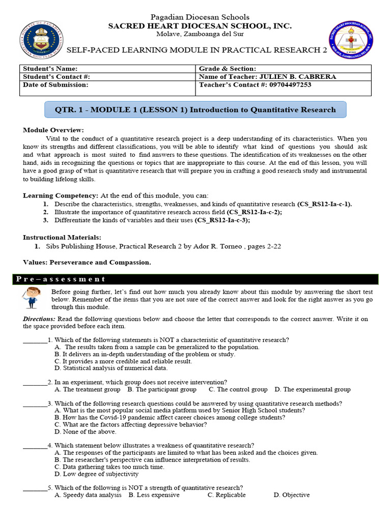 Q1M1L1 | PDF | Quantitative Research | Statistics