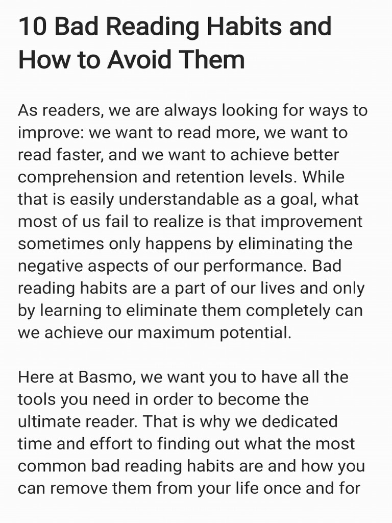 10 Bad Reading Habits | PDF