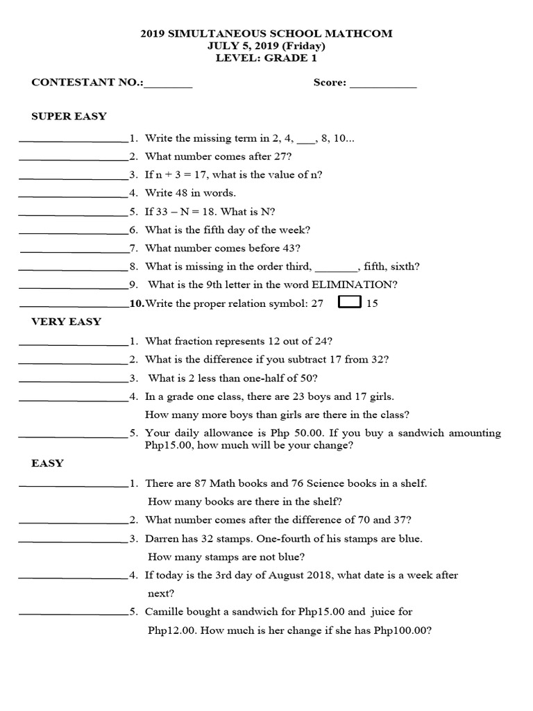 2019 School Mathcom Grades 1 To 6 | PDF | Area | Numbers