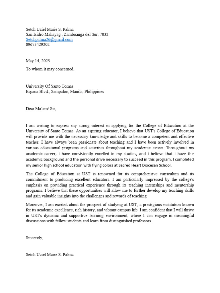 Application Letter Example | PDF