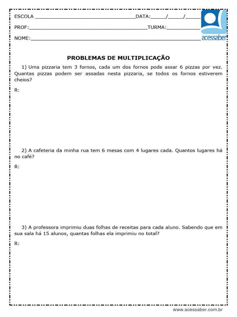 Atividade de Matematica Situacoes Problema de Multiplicacao 2 Ano e 3 Ano - 2 | PDF | Casa e Jardim