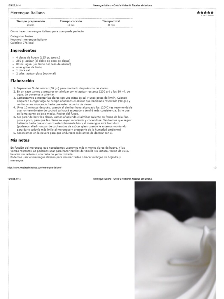 Merengue italiano - Orielo's Kitchen®. Recetas sin lactosa_ | PDF ... Merengue italiano - Orielo's Kitchen®. Recetas sin lactosa_ | PDF ...