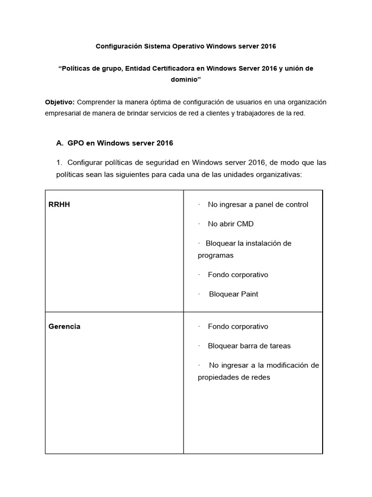 Configuración Sistema Operativo Windows Server 2016 | PDF | Servidor ... Configuración Sistema Operativo Windows Server 2016 | PDF | Servidor ...