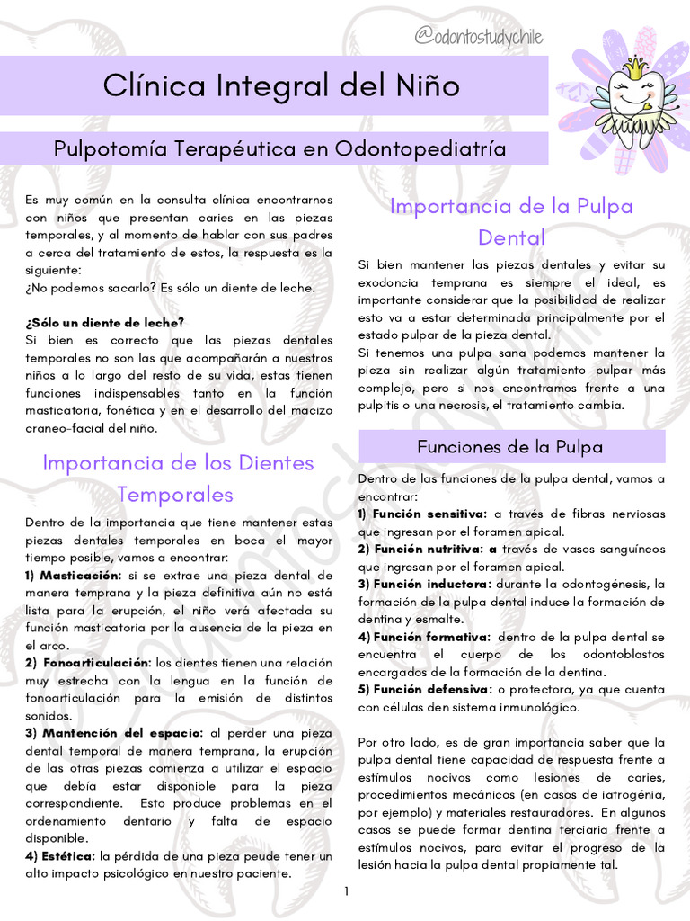 Pulpotomía en Odp | PDF | Dolor | Especialidades Medicas