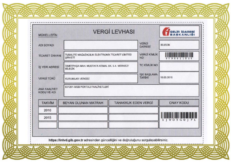 Vergi̇ Levhasi 1 | PDF