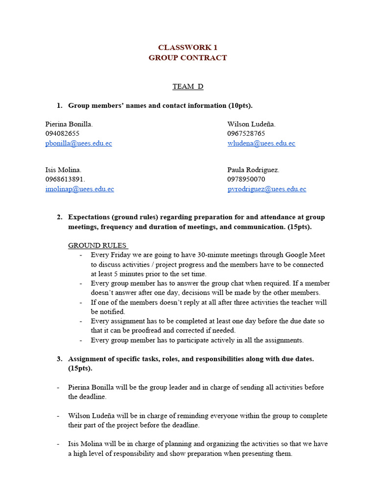 Classwork 1 - Team D | Download Free PDF | Human Communication | Cognition