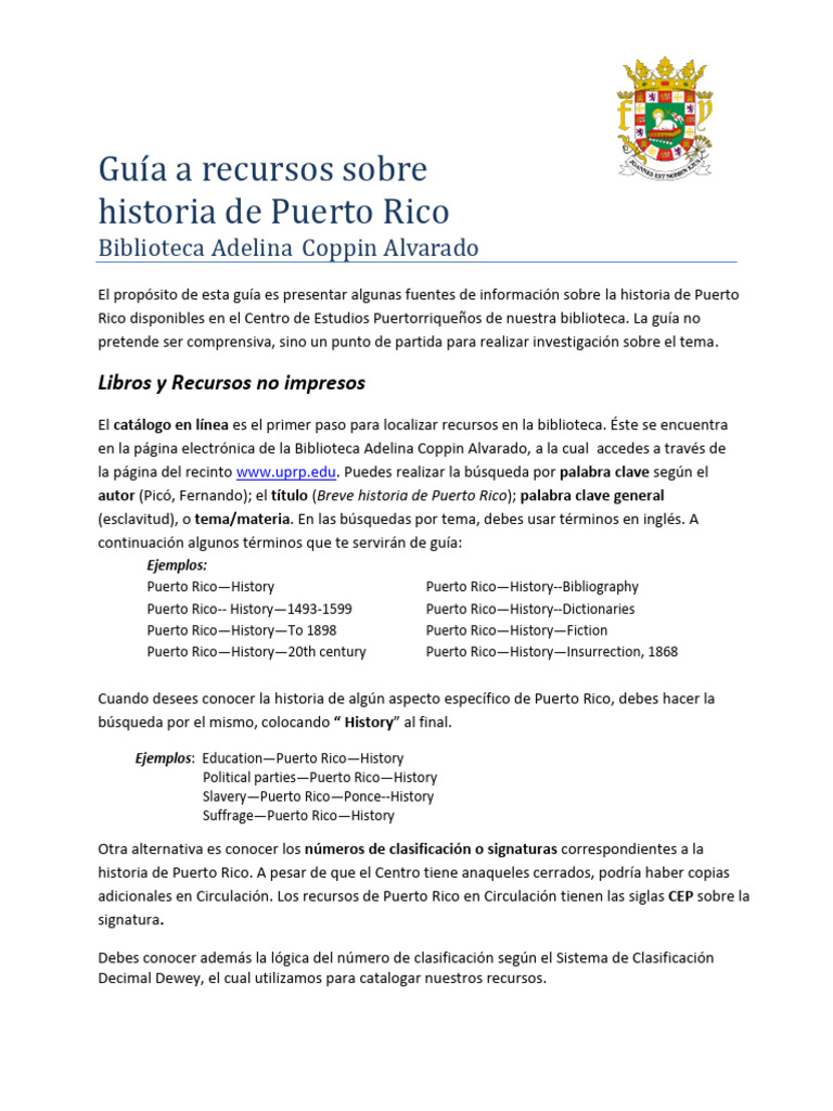 Recursos sobre Historia de Puerto Rico | PDF | Puerto Rico