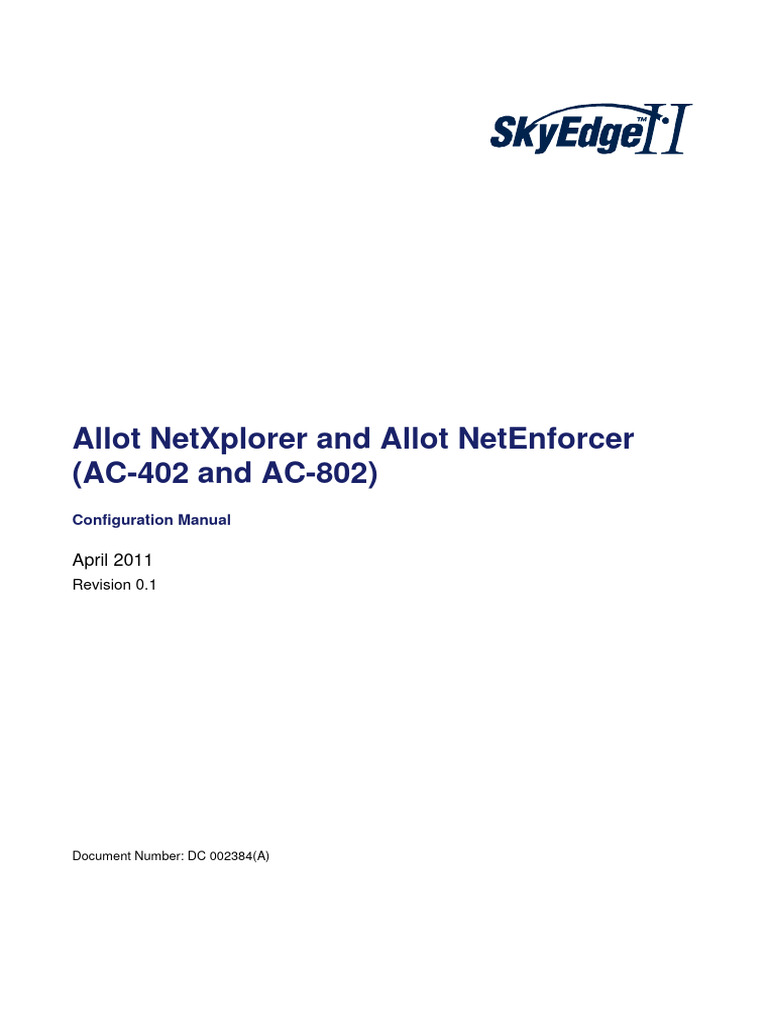 Allot AC-402 and AC-802 Configuration and Maintenance For Customers | PDF | Computer Network ...