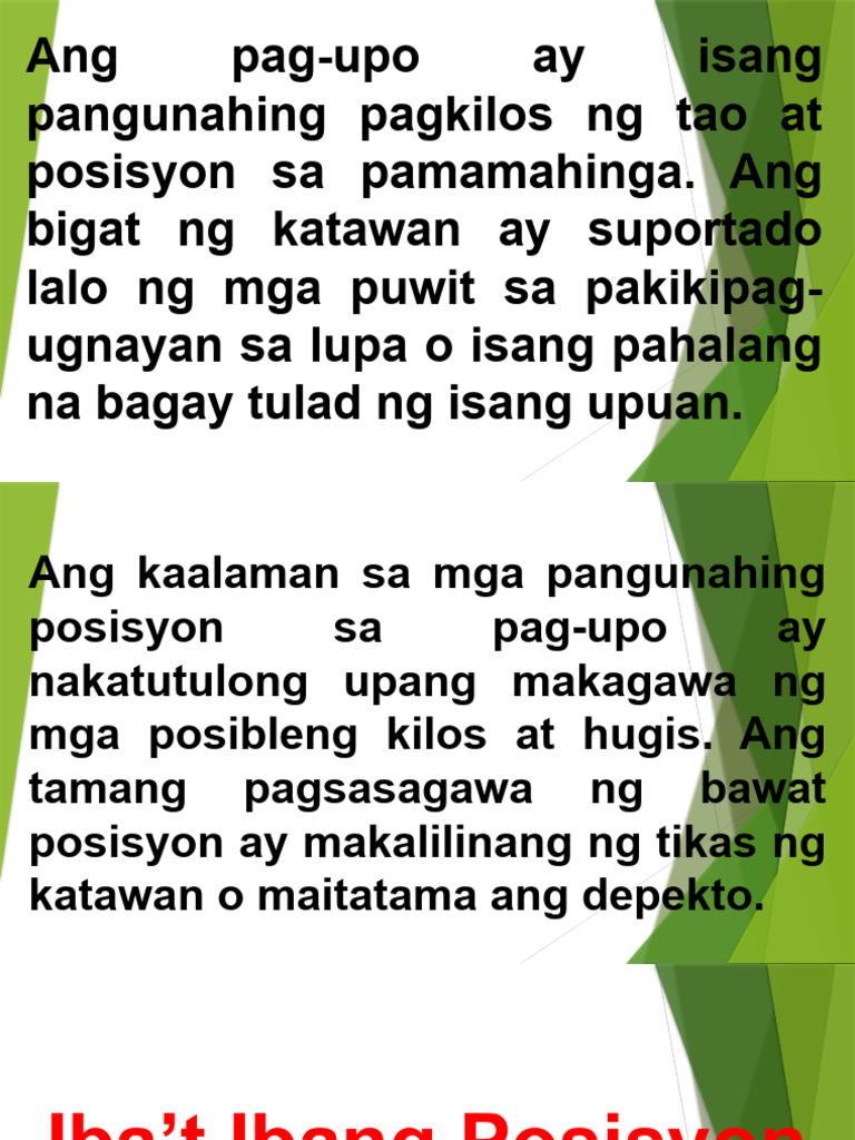 Ang Pag-Upo Ay Isang Pangunahing Pagkilos NG Tao | PDF