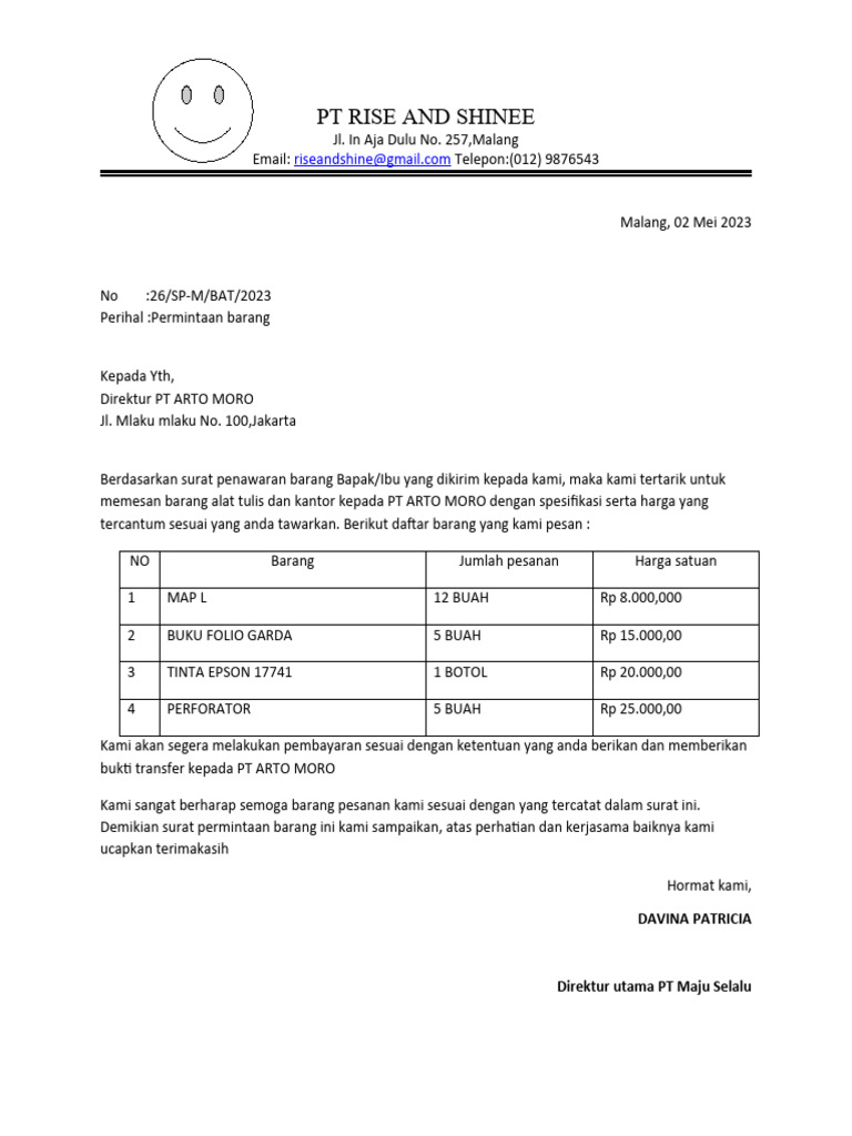 Surat Permintaan | PDF