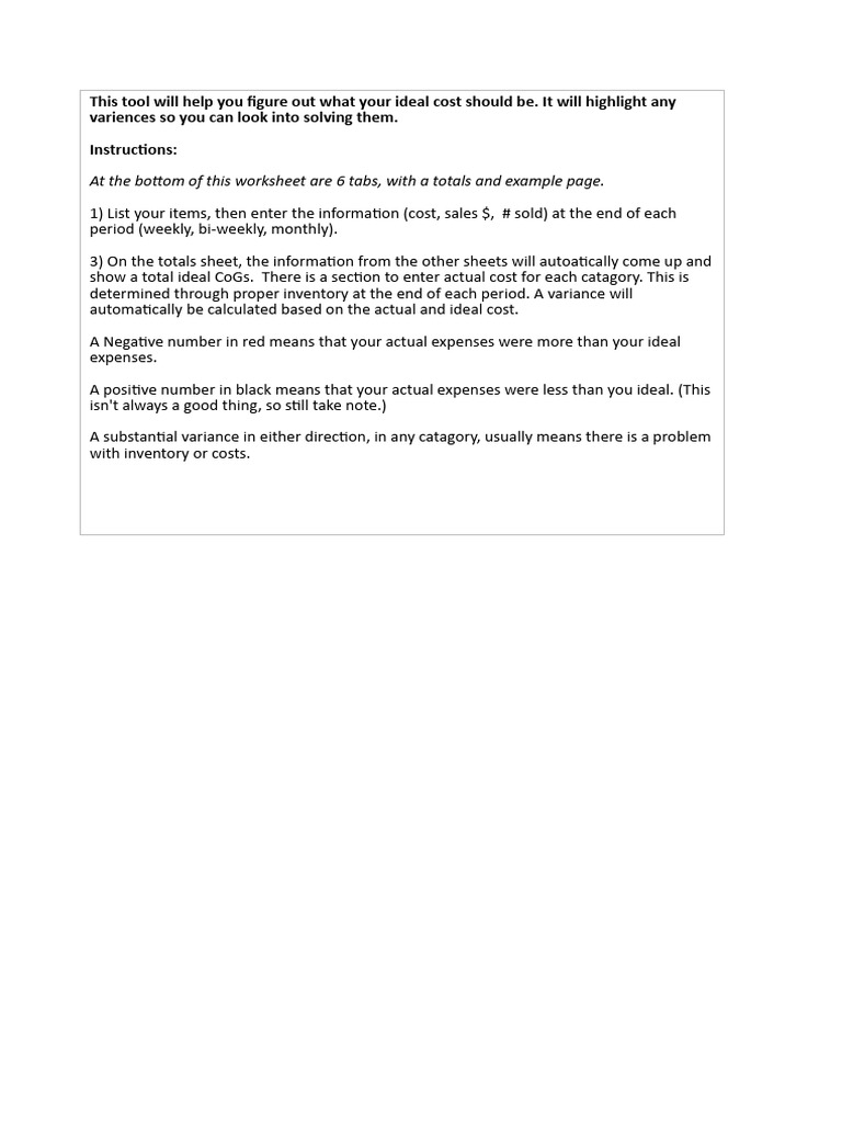 Kitchen Order Guide Example | PDF | Cost Of Goods Sold | Fermented Drinks