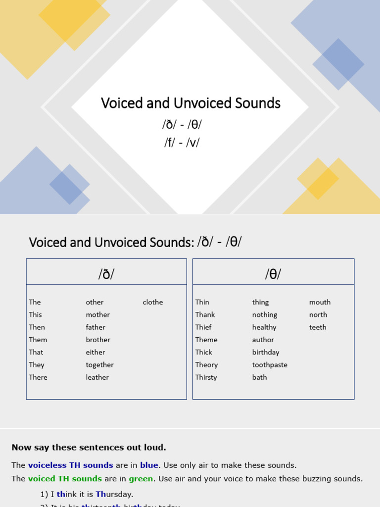 Voiced vs Unvoiced Sounds in English | PDF
