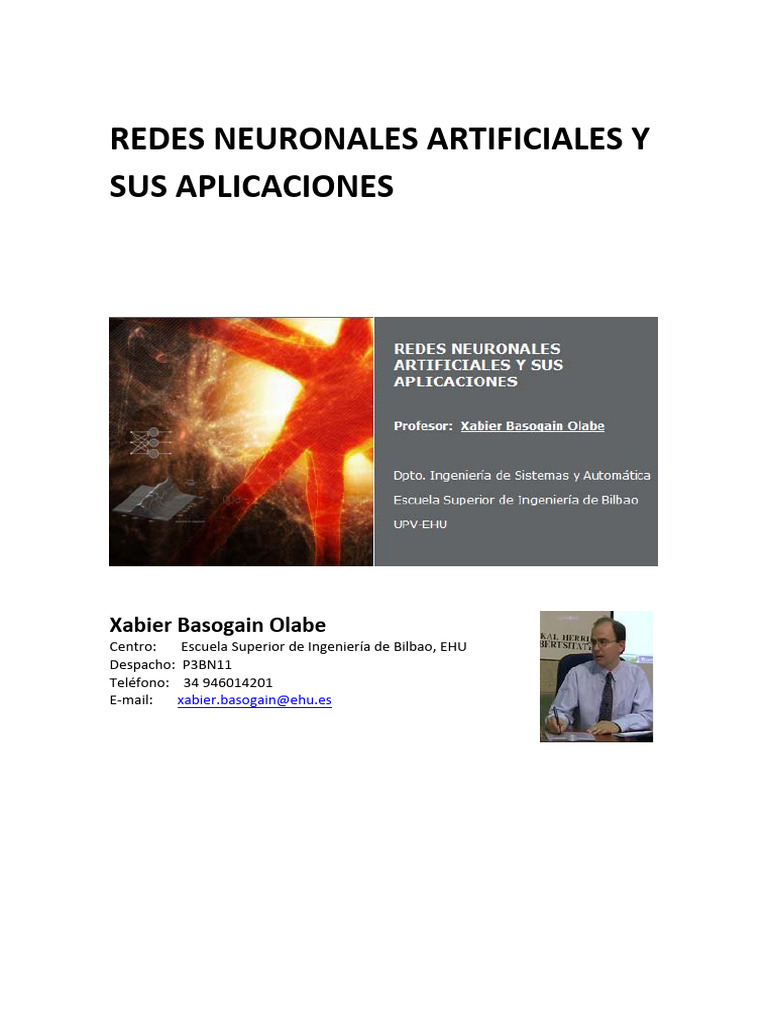 Libro Redes Neuronales Artificiales | PDF | Red neuronal artificial ...