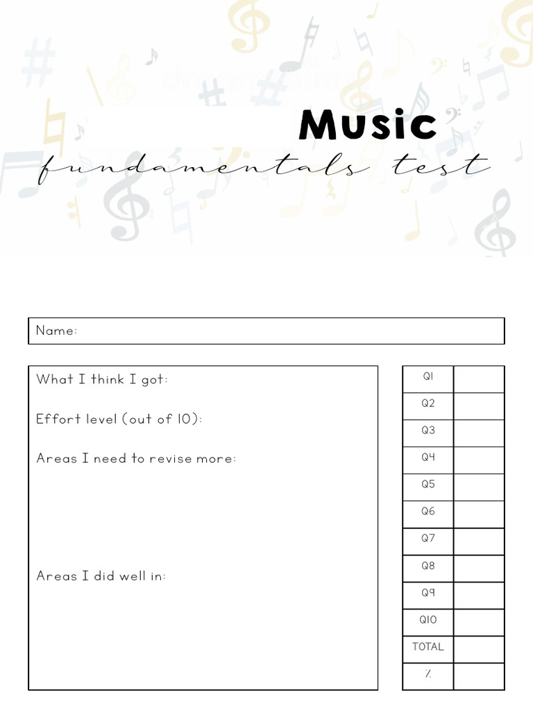 5th Year Music Test - Fundamentals | PDF