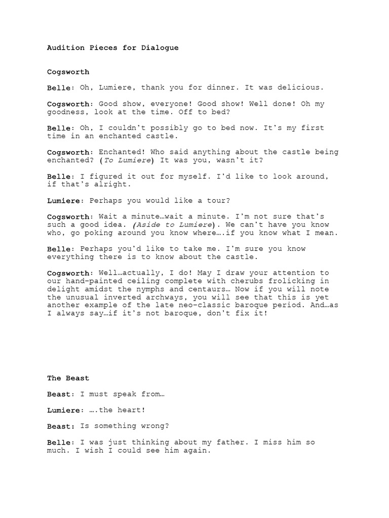 Audition Dialogues for Actors | PDF