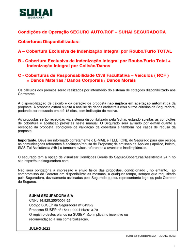 Suhai Manual | PDF | Seguro | Indenização