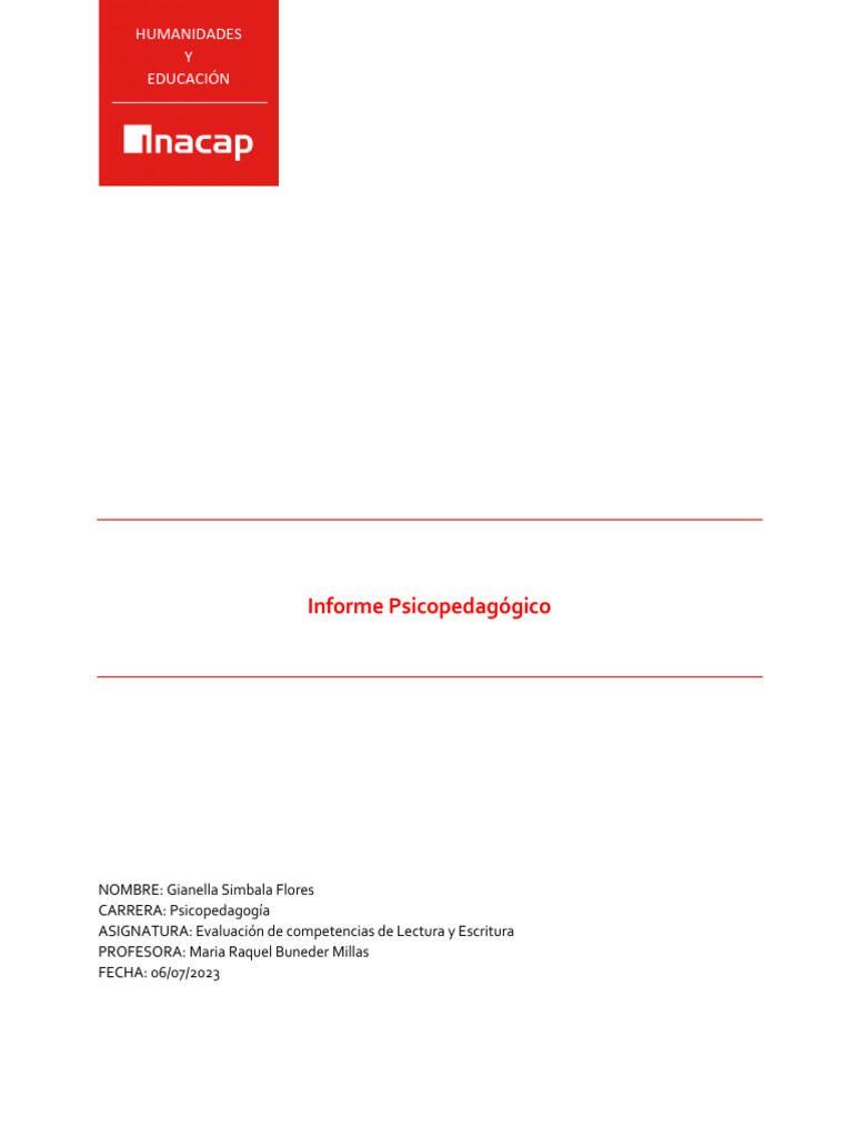 En Que Consiste El Informe Psicopedagógico | PDF | Evaluación | Aprendizaje