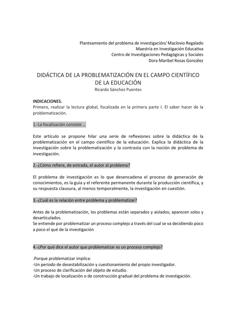 Didáctica de la problematización | PDF | Enseñando | Toma de decisiones