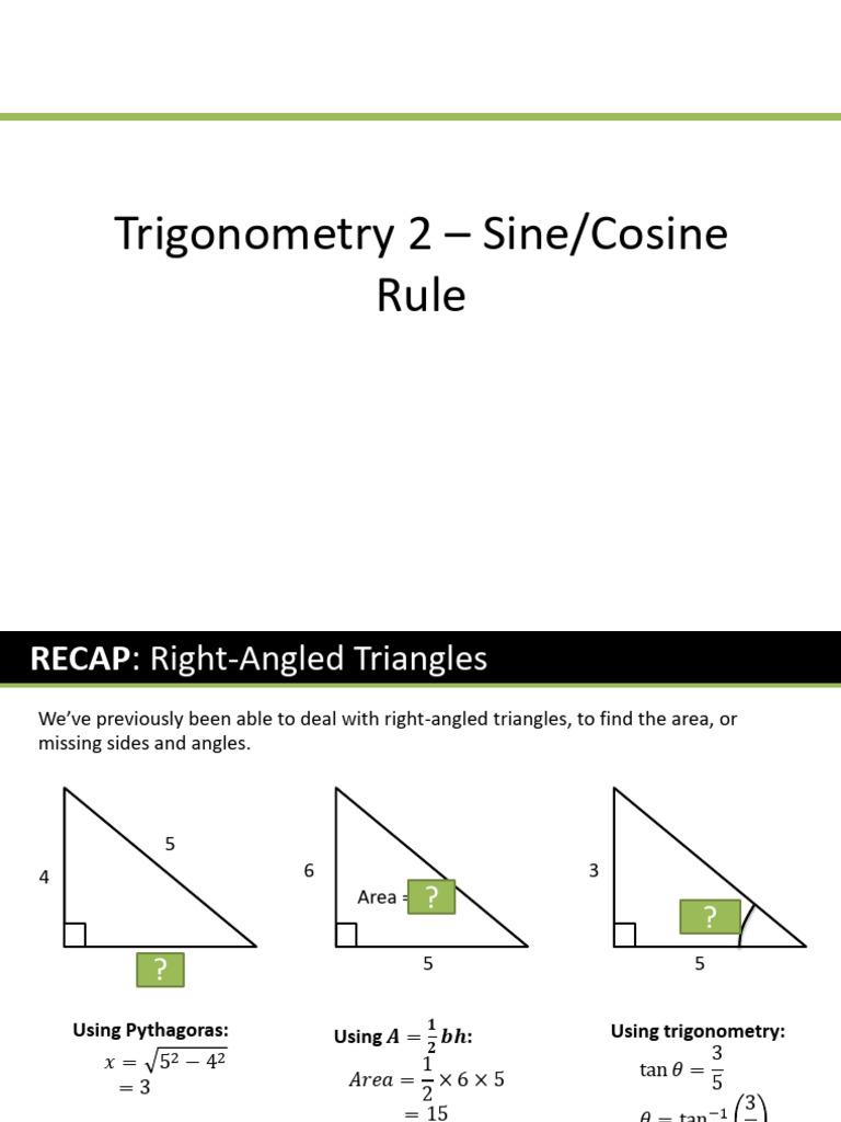 GCSE Trigonometry2SineCosineRule | PDF | Trigonometric Functions | Triangle