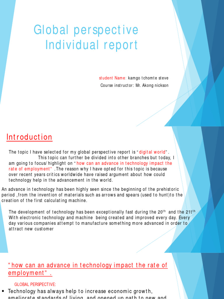 Global Perspective Individual Report | PDF | Employment | Economic Growth