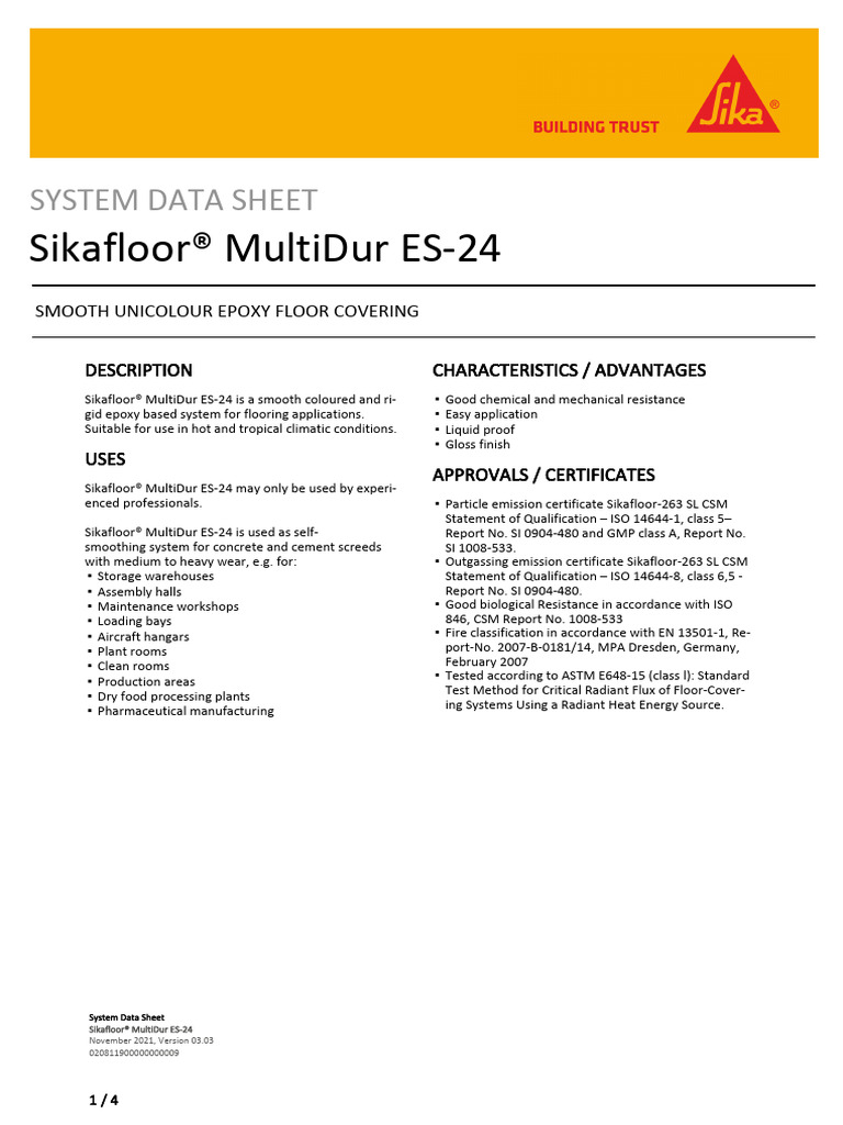 Sikafloor Multidures-24 | PDF | Epoxy | Secondary Sector Of The Economy