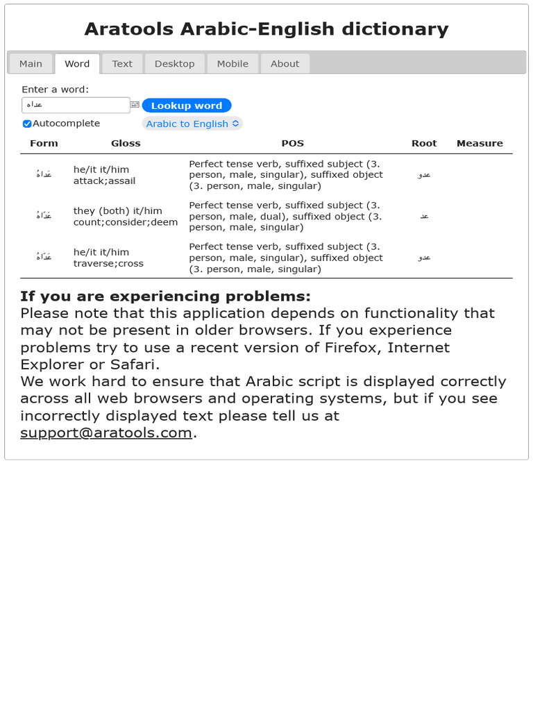 Aratools Arabic-English Dictionary | PDF