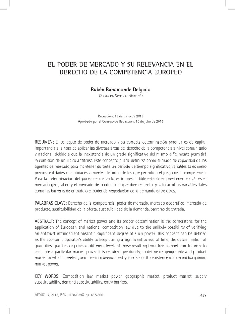 El Poder de Mercado (Incluye Definicion de Mercado) | PDF | Mercado ...