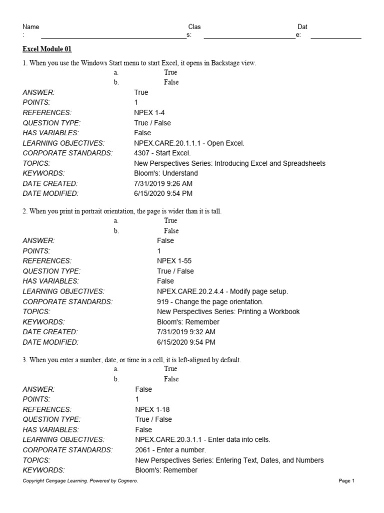 Excel Module 01 | PDF | Microsoft Excel | Worksheet