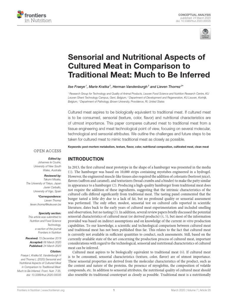 Fraeye Et Al. - Frontiers in Nutrition - 2020 - Sensorial and Nutritional Aspects of Cultured ...