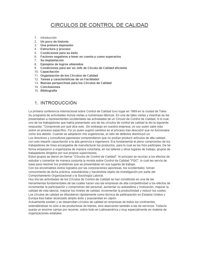 Circulos de Control de Calidad | PDF | Business | Calidad (comercial)