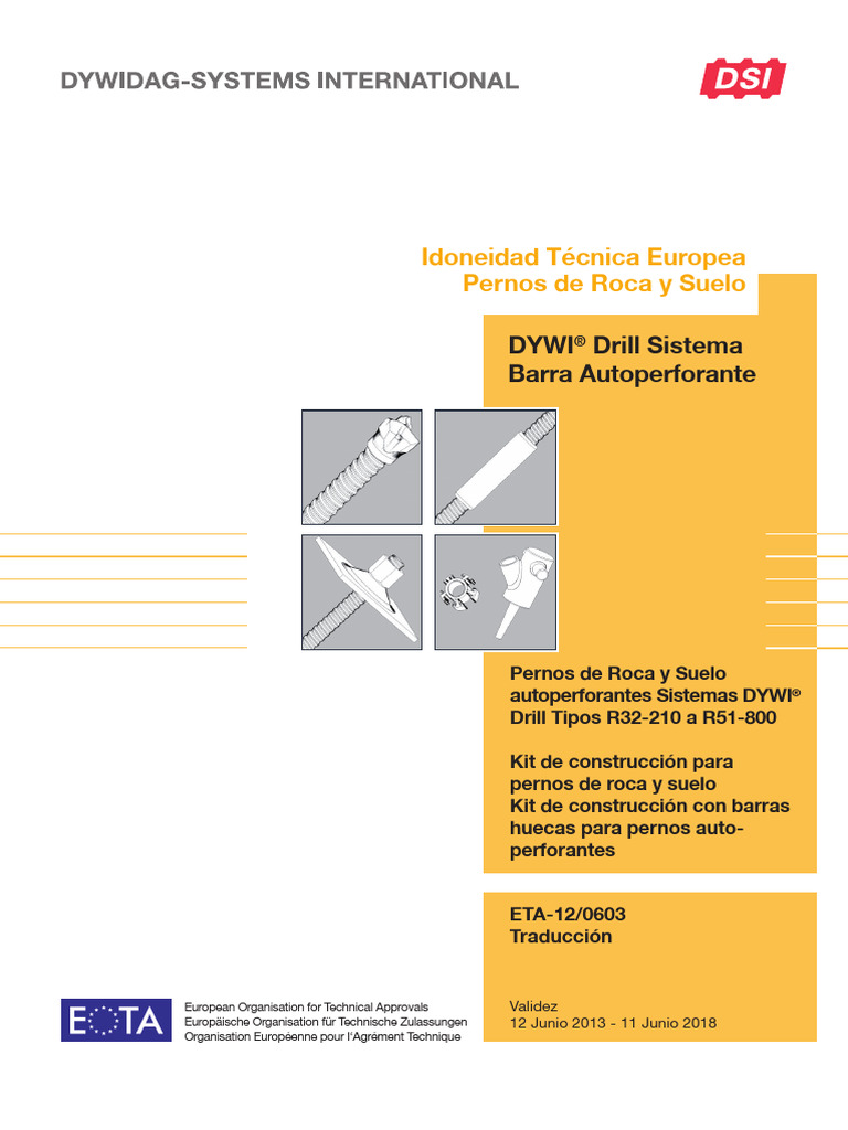 DSI DYWIDAG ETA 12 0603 DYWI Drill Sistema Barra Autoperforante Es ...