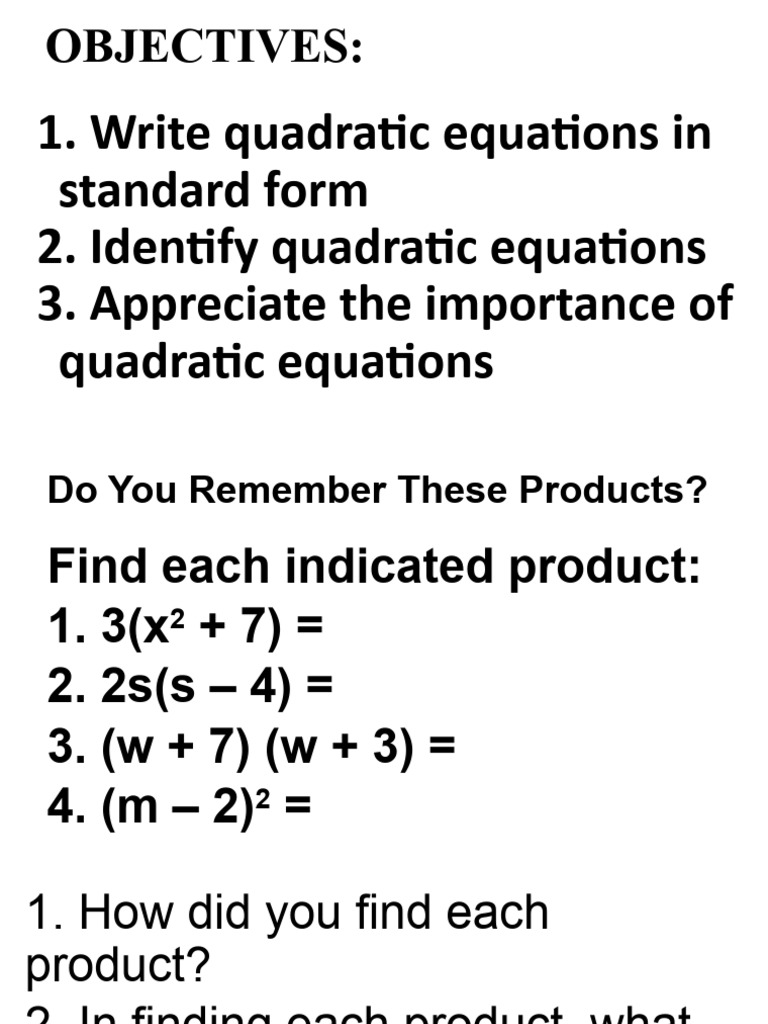 Illustrate Quadratic Equation | PDF | Equations | Quadratic Equation