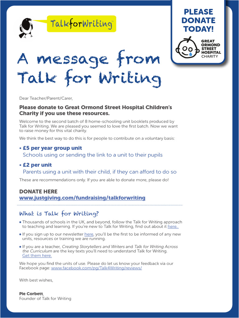 Year 1 Talk For Writing Home School Booklet | PDF | Homeschooling ...