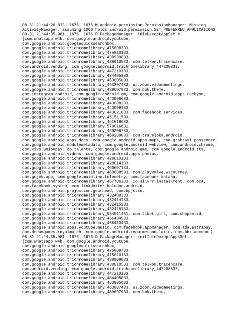 Android Package Management Log | PDF | Unix | Operating System Technology