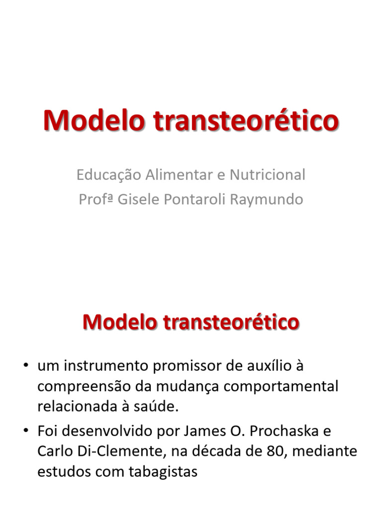 Modelo Transteorético Slides Canvas | PDF | Comportamento | Intenção