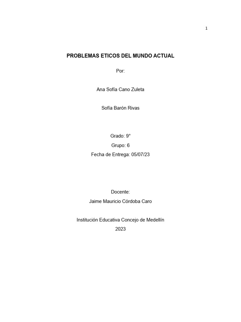 Problemas Éticos en la Actualidad | PDF | Moralidad | Inteligencia ...