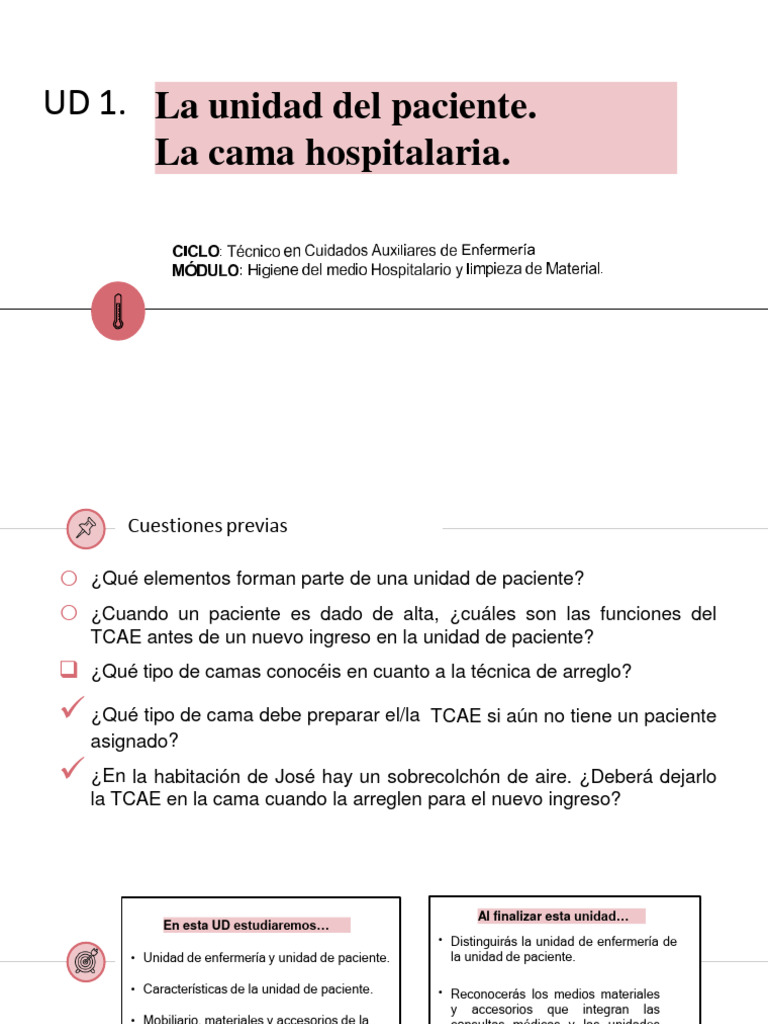 TEMA 1 (Parte 1) - Unidad Del Paciente | PDF | Hospital | Enfermería