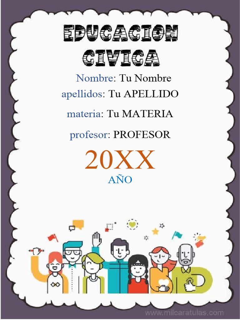 Caratula de Educación Cívica en Word | PDF