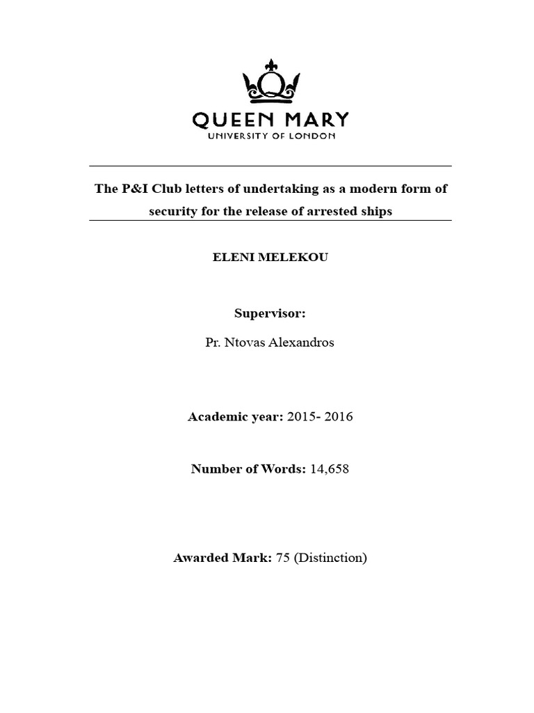 The P & I Letters of Undertaking | PDF | In Rem Jurisdiction | Admiralty Law