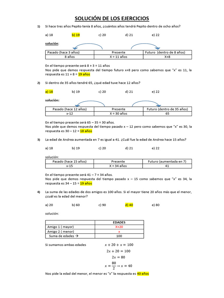 Solución de Los Ejercicios de Edades | PDF