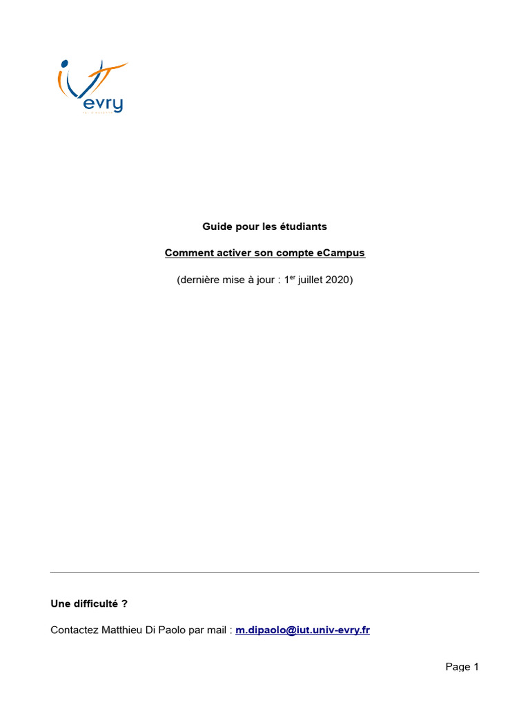 Guide Activation Compte Ecampus Etudiants | PDF